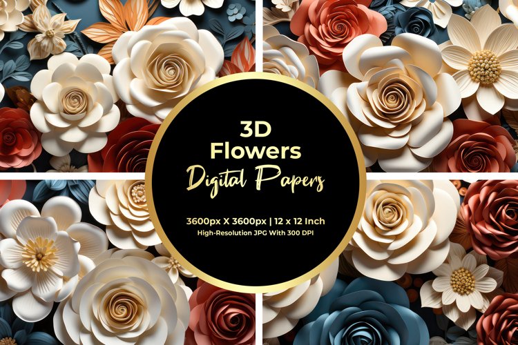 3D Flowers Digital Paper (2824445)