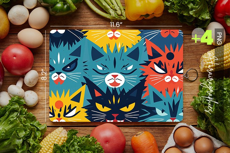 Comic Cat Cutting Board Design - 04 Variations (4627545)