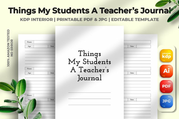 Things My Students A Teacher’s Journal Kdp Interior