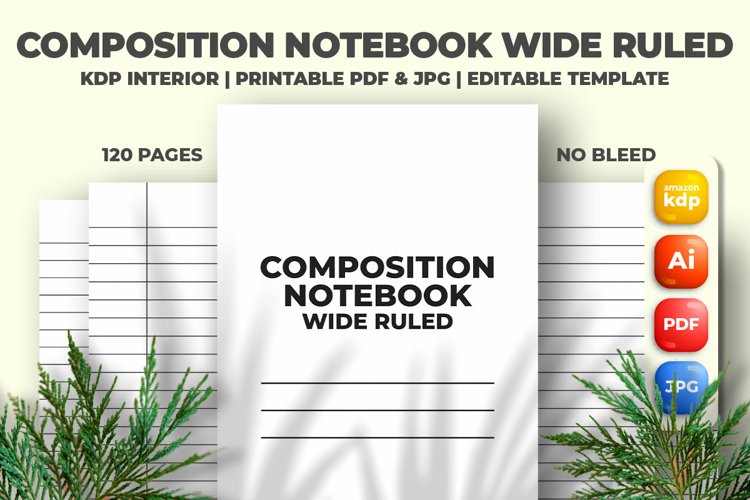 Composition Notebook Wide Ruled KDP Interior