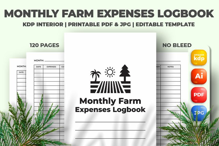 Monthly Farm Expenses Logbook KDP Interior