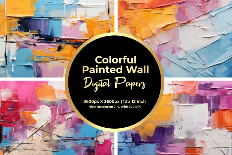 Colorful Painted Wall Digital Paper