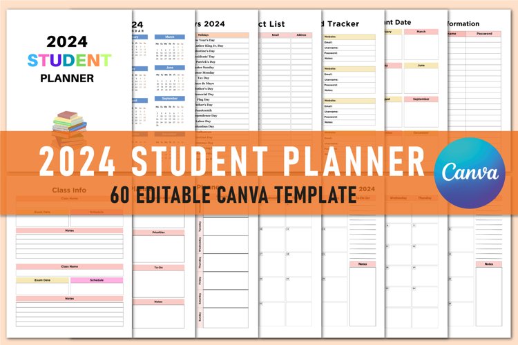 2024 Student Planner For Canva Interior