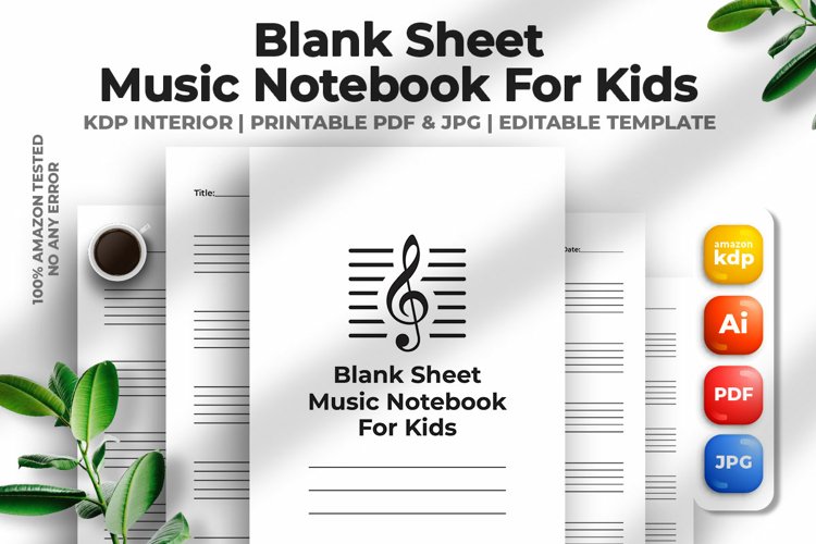 Blank Sheet Music Notebook For Kids KDP Interior