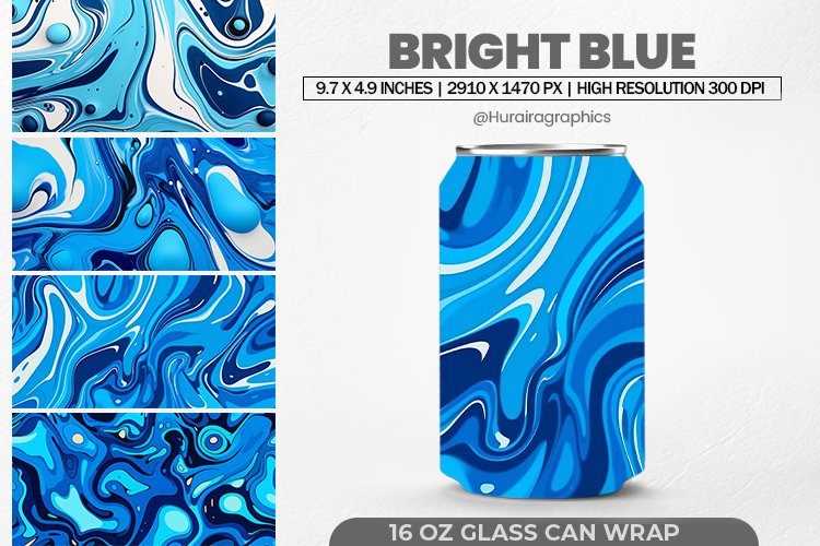 Bright Blue Glass Can Wrap, 16 Oz Tumbler (3542300)