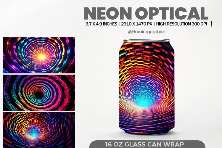 Neon Optical Glass Can Wrap,16 Oz Tumbler (3543515)