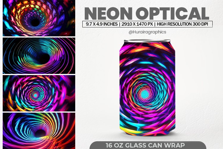 Neon Optical Glass Can Wrap,16 Oz Tumbler (3543506)