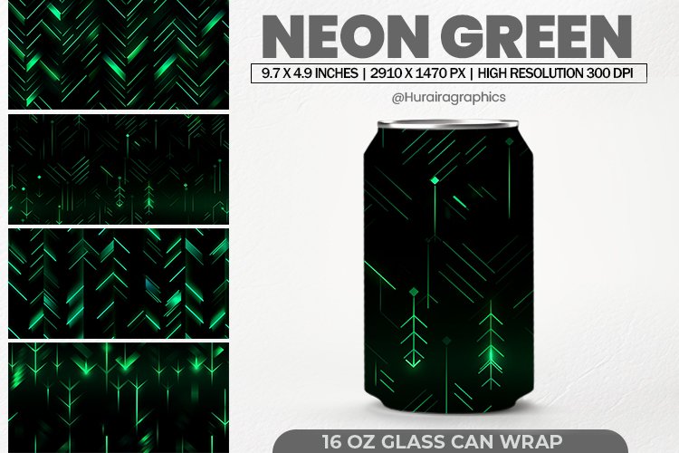 Neon Green Glass Can Wrap,16 Oz Tumbler (3616794)