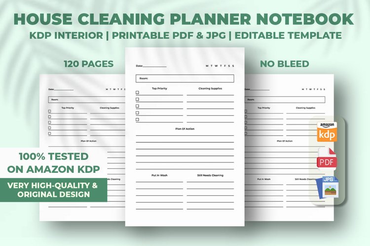 House Cleaning Planner Notebook KDP Interior
