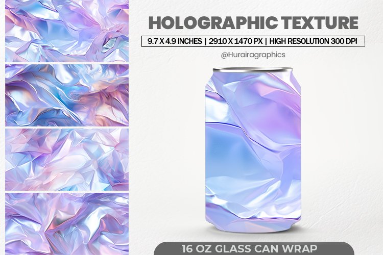Holographic Texture Glass Can Wrap,16 Oz Tumbler (3550357)
