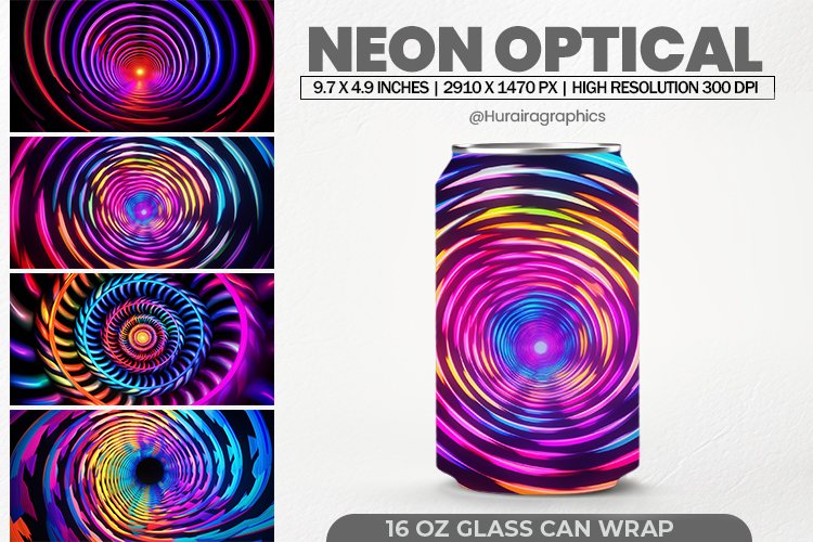 Neon Optical Glass Can Wrap,16 Oz Tumbler (3543514)