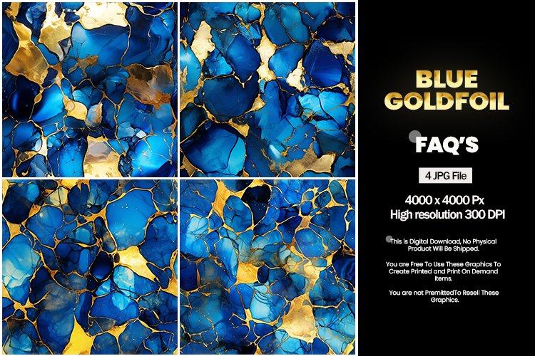 Blue Goldfoil Square Coaster - 04 Variations