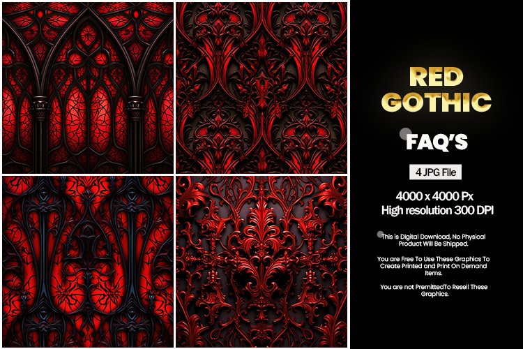 Red Gothic Square Coaster - 04 Variations (4586088)