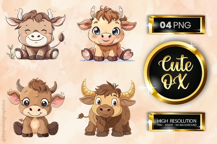 Cute OX Clipart 04 variations