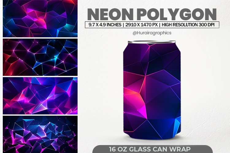 Neon Polygon Glass Can Wrap,16 Oz Tumbler (3543563)