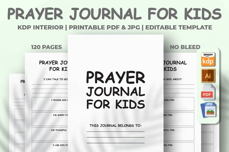 Prayer Journal For Kids KDP Interior (2157997) | Planner Templates ...