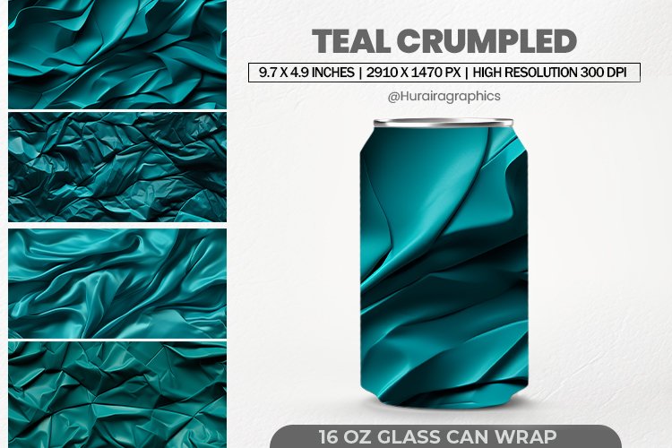 Teal Crumpled Glass Can Wrap,16 Oz Tumbler (3673246)