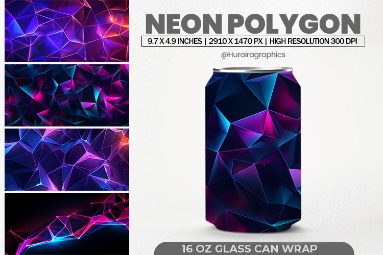 Neon Polygon Glass Can Wrap,16 Oz Tumbler (3543557)