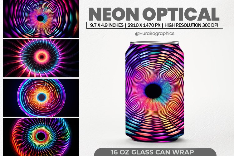 Neon Optical Glass Can Wrap,16 Oz Tumbler (3543513)
