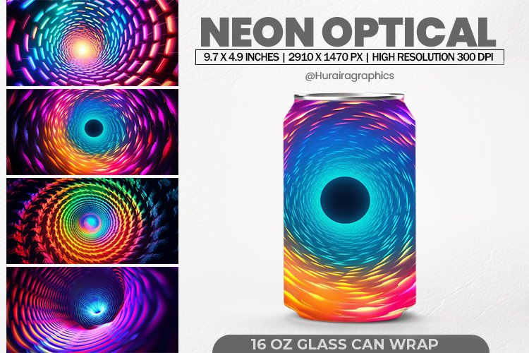 Neon Optical Glass Can Wrap,16 Oz Tumbler (3543511)