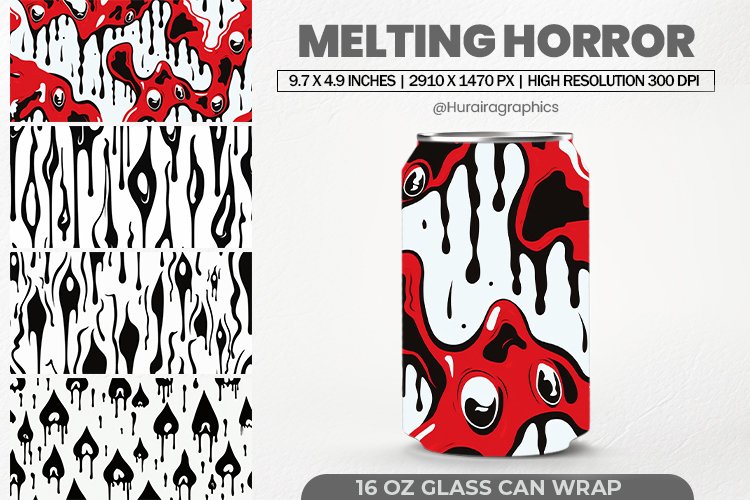 Melting Horror Glass Can Wrap,16 Oz Tumbler (3550536)