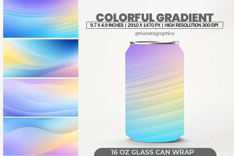 Colorful Gradient Glass Can Wrap,16 Oz Tumbler (3543228)