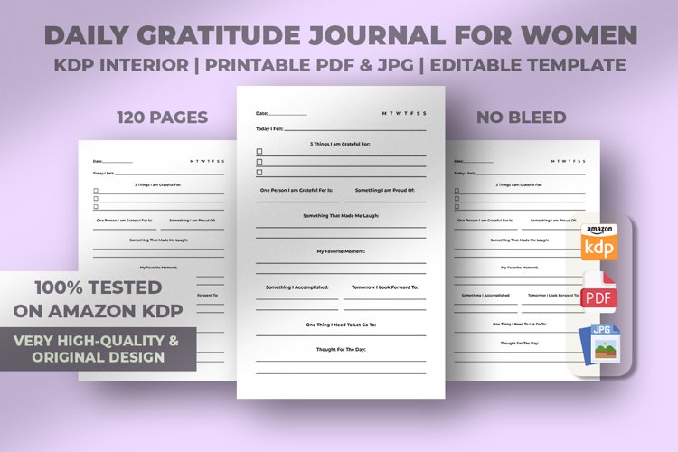 Daily Gratitude Journal For Women KDP Interior (2156733) | Planner ...