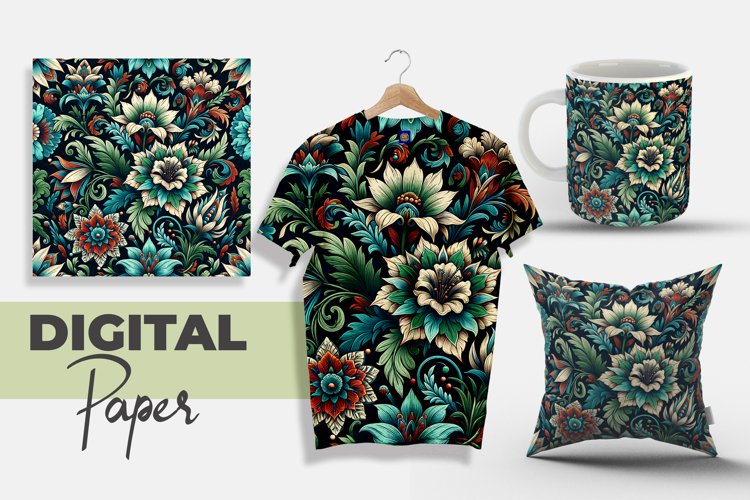 Modern Creative Seamless Floral Digital Paper (3883458)