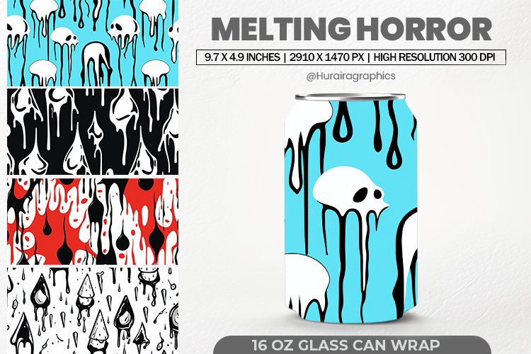 Melting Horror Glass Can Wrap,16 Oz Tumbler (3550531)