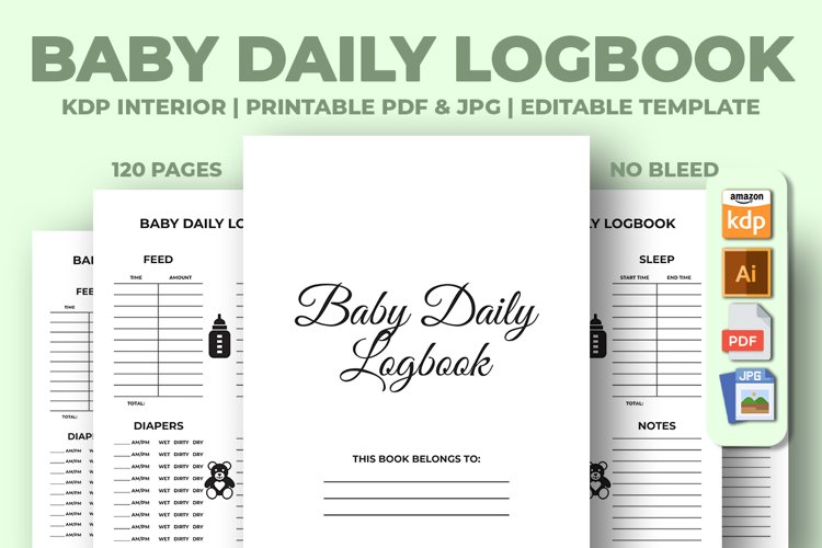 Baby Daily Logbook KDP Interior (2157956) | Planner Templates | Design ...