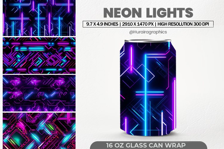Neon Lights Glass Can Wrap,16 Oz Tumbler (3616810)