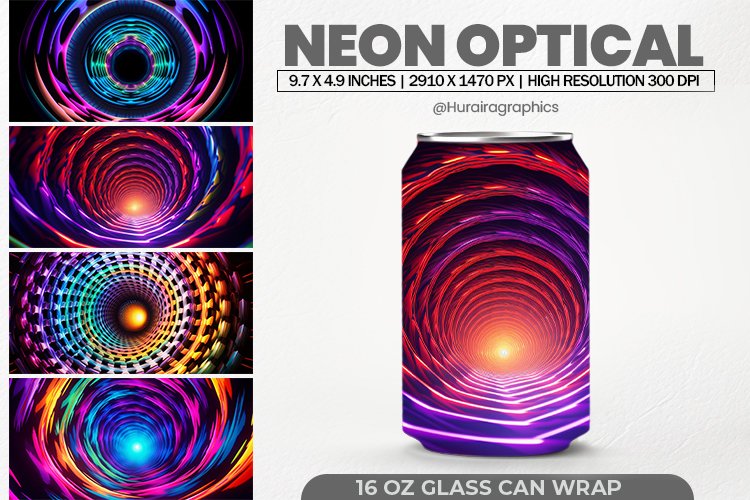 Neon Optical Glass Can Wrap,16 Oz Tumbler (3543507)