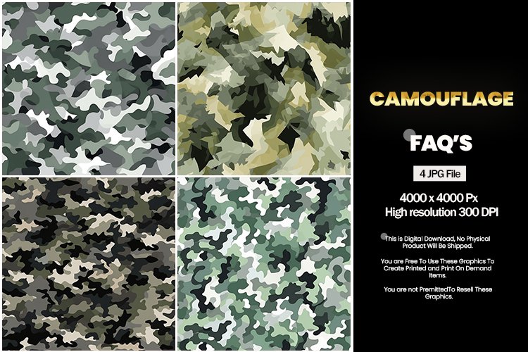 Camouflage Square Coaster - 04 Variations (4585821)