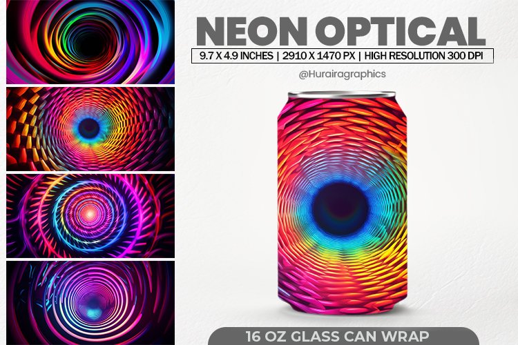 Neon Optical Glass Can Wrap,16 Oz Tumbler (3543503)