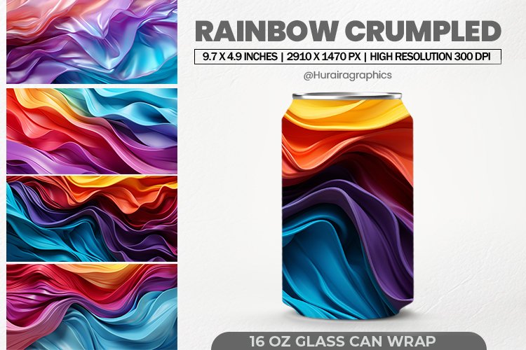 Rainbow Crumpled Glass Can Wrap,16 Oz Tumbler (3662973)