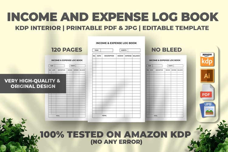 Income And Expense Log Book KDP Interior