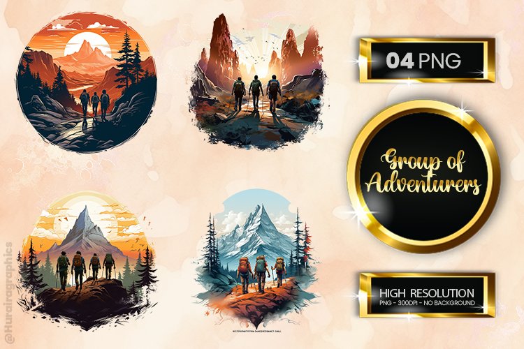 Group of Adventurers Clipart 04 variations