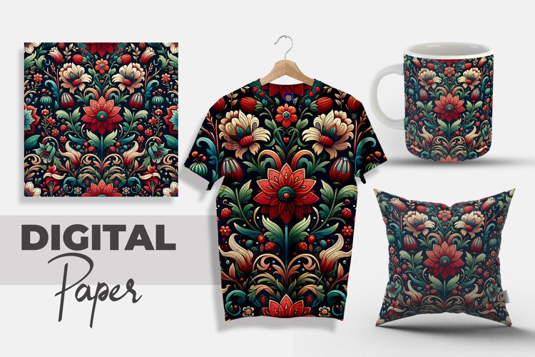 Modern Creative Seamless Floral Digital Paper (3883468)