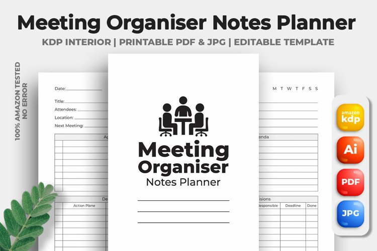 Meeting Organiser Notes Planner KDP Interior