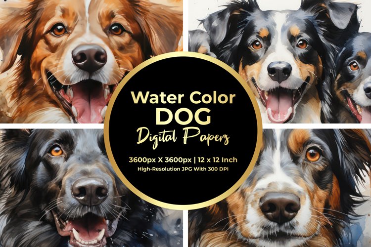 Water color Dog Digital Paper