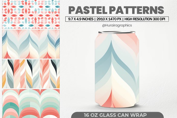 Pastel Patterns Glass Can Wrap,16 Oz Tumbler (3624519)