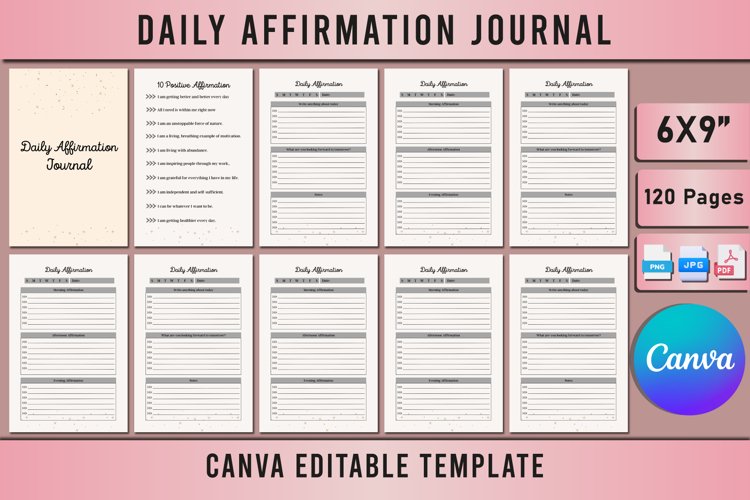 Daily Affirmation Journal For Canva