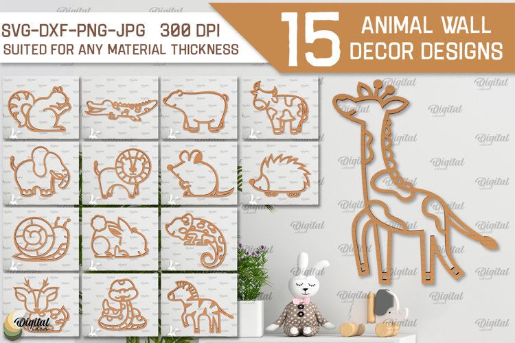 Animals Wall Decor Laser Cut Bundle. Animals Wall Art SVG