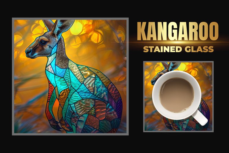 Kangaroo Stained Glass Square Coaster (3365866)