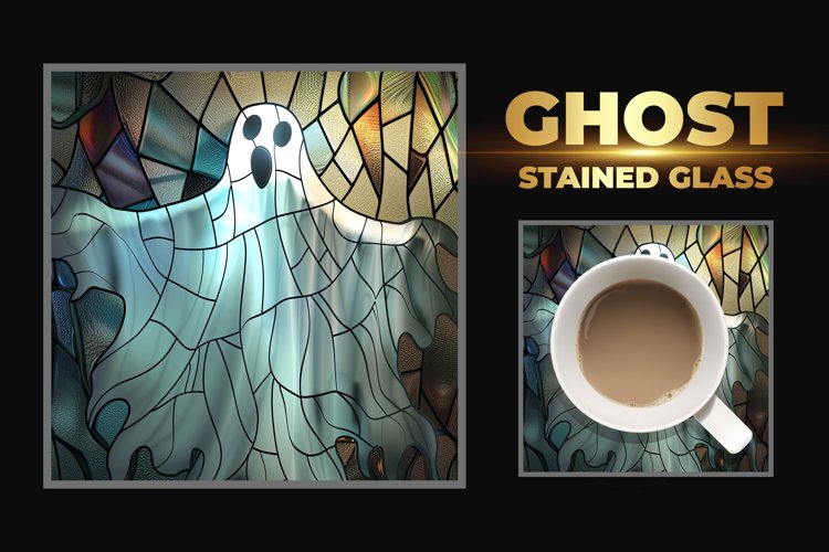 Ghost Stained Glass Square Coaster
