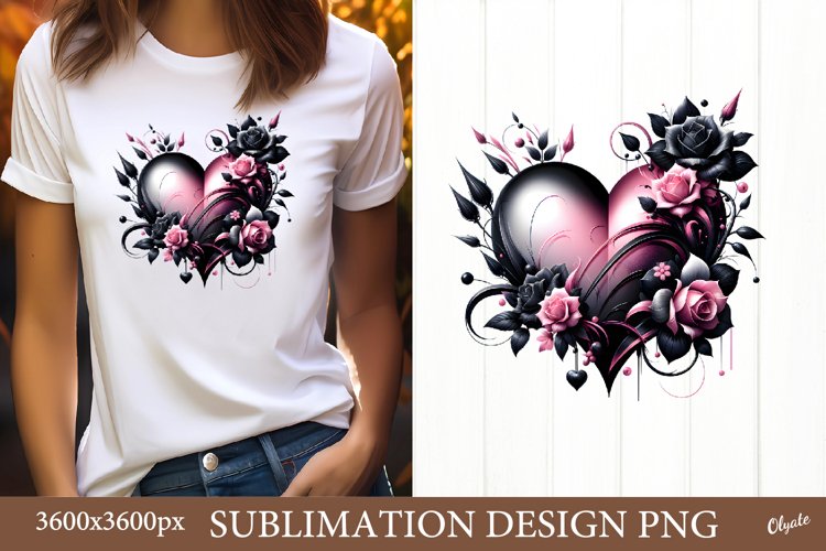 Gothic Heart, Gothic Romantic Sublimation Tshirt (5056374)
