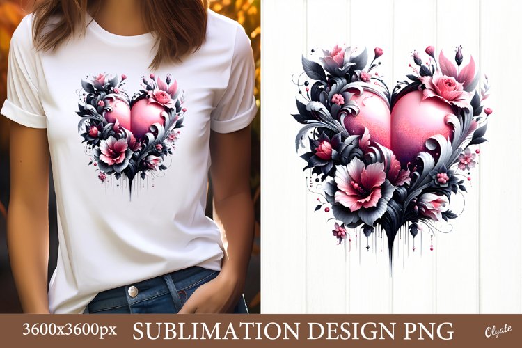 Gothic Heart, Gothic Romantic Sublimation Tshirt (5056393)