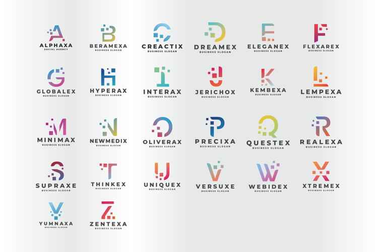 26 Pixel Letter All in One Logos Vector Template