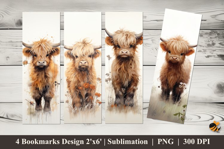 Cute Baby Cow Bookmarks Sublimation Design