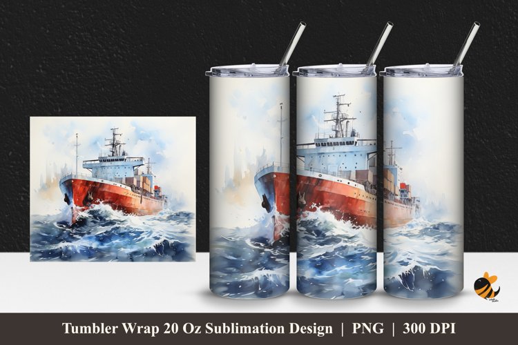 Cargo Ship Tumbler Wrap Sublimation Design 1 (3021968)